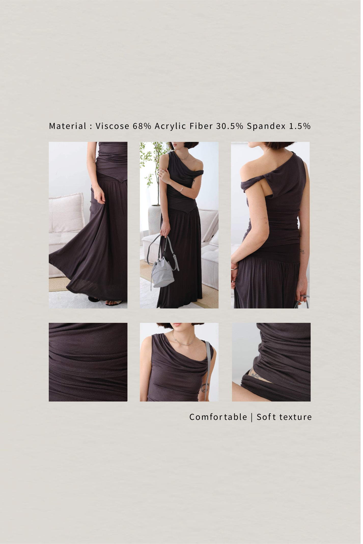 French Slant Neck Twist Top In Soot Color – S A O U